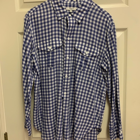 Madewell | Tops | Madewell Royal Blue And White Checkered Collar | Poshmark